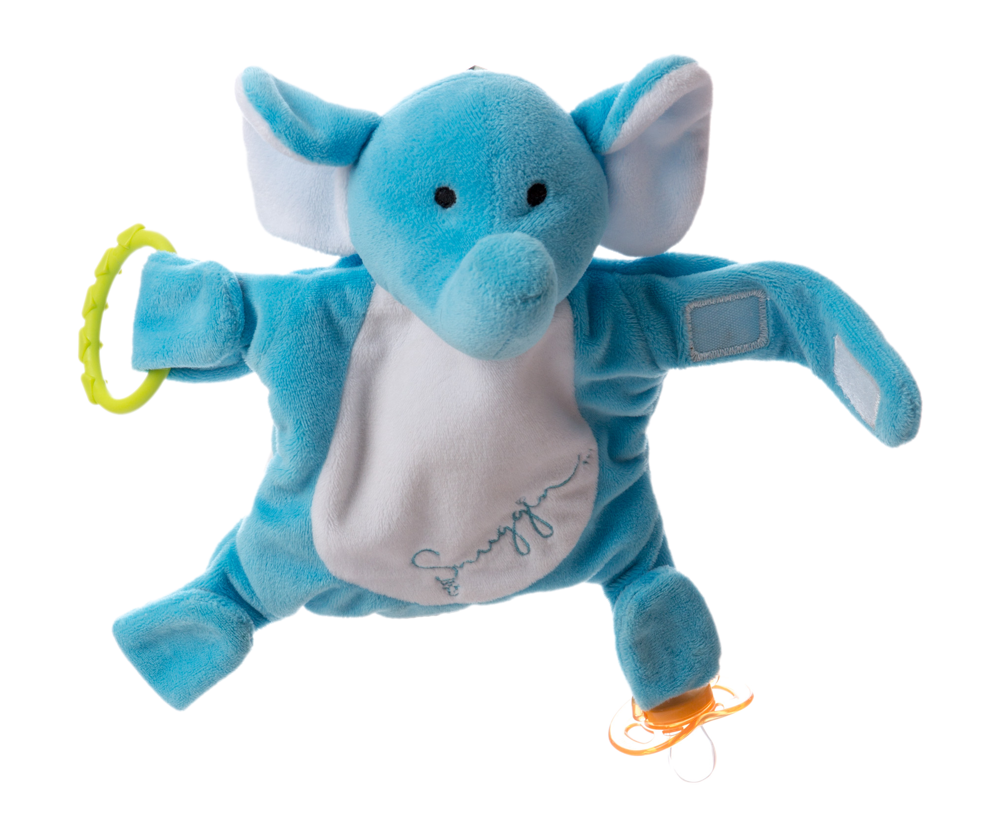 Snuggin - Blue Elephant Plush Pacifier Holder & Toy 🐘