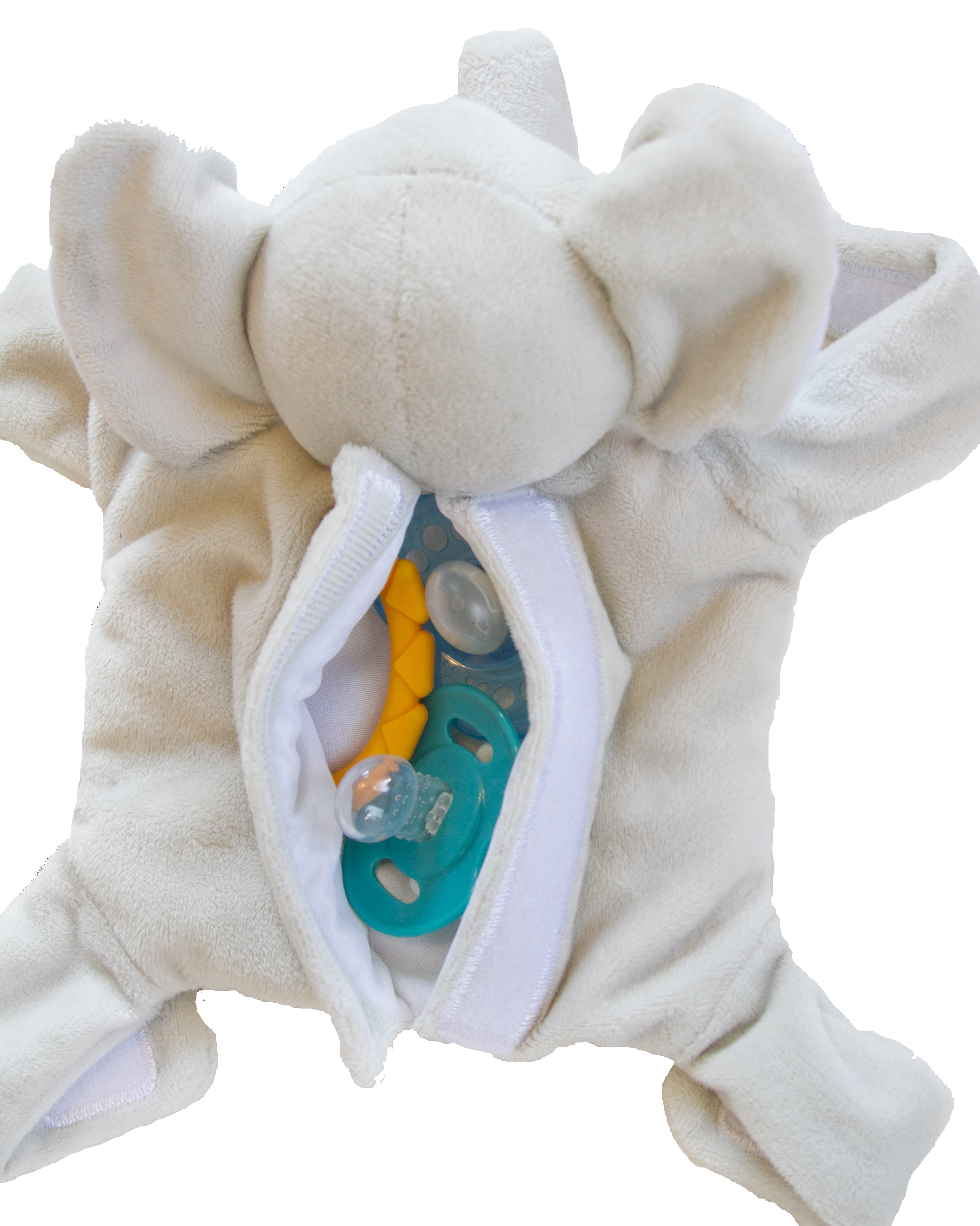 Snuggin - Gray Elephant Plush Toy & Pacifier Holder